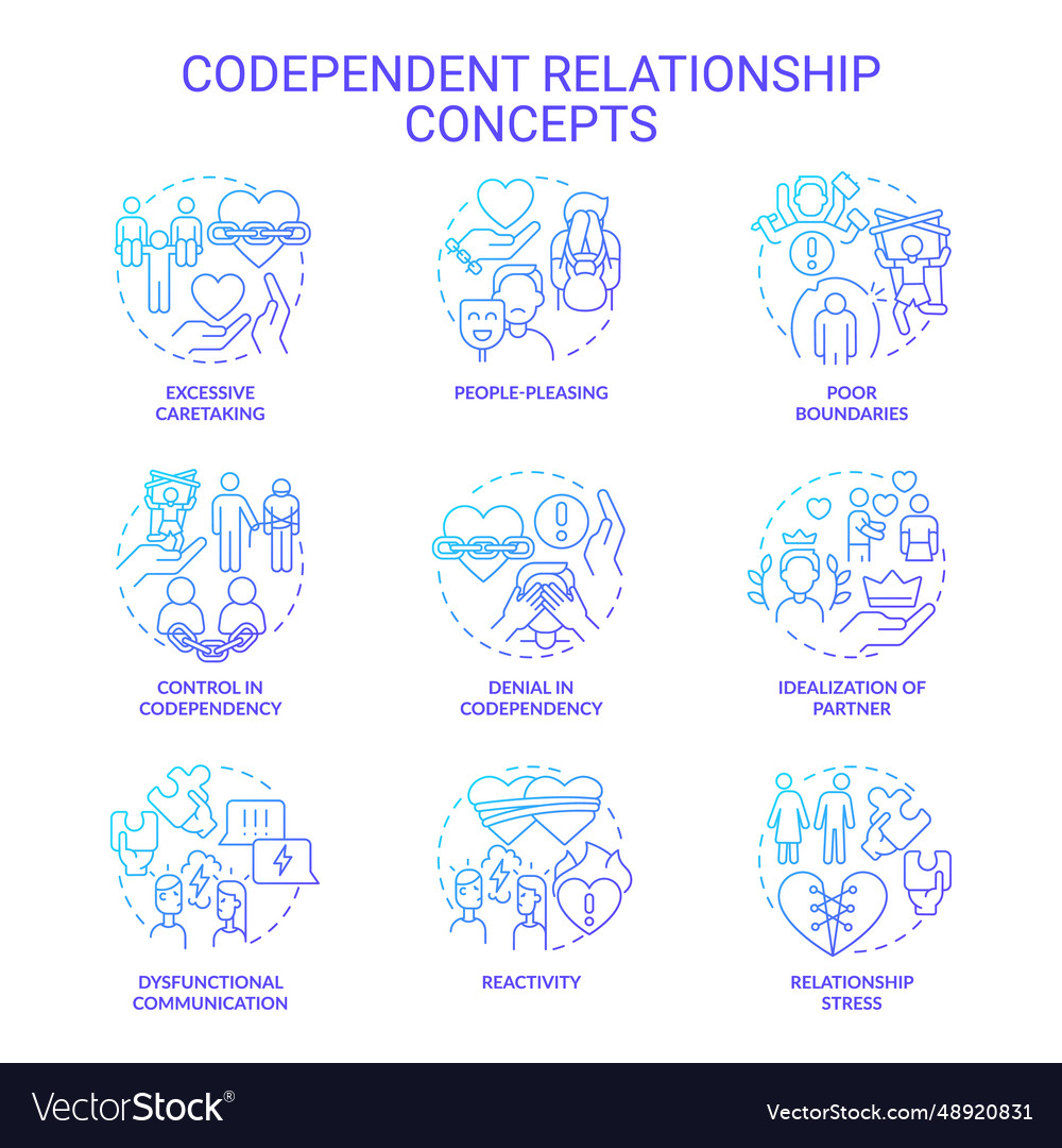 Gradient Icons Representing Codependent Royalty Free Vector