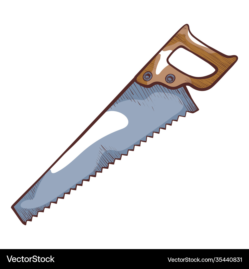Hand saw tool professional woodworking carpentry Vector Image