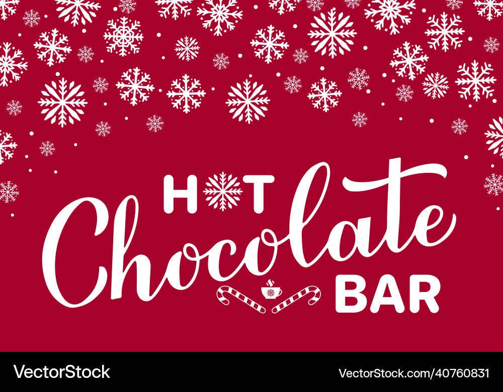 Hot chocolate bar calligraphy lettering on red Vector Image
