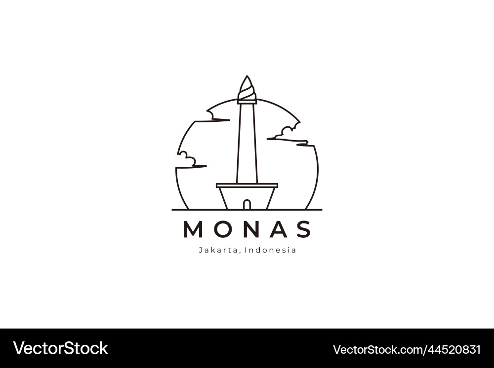 Line art of national monuments monas Royalty Free Vector