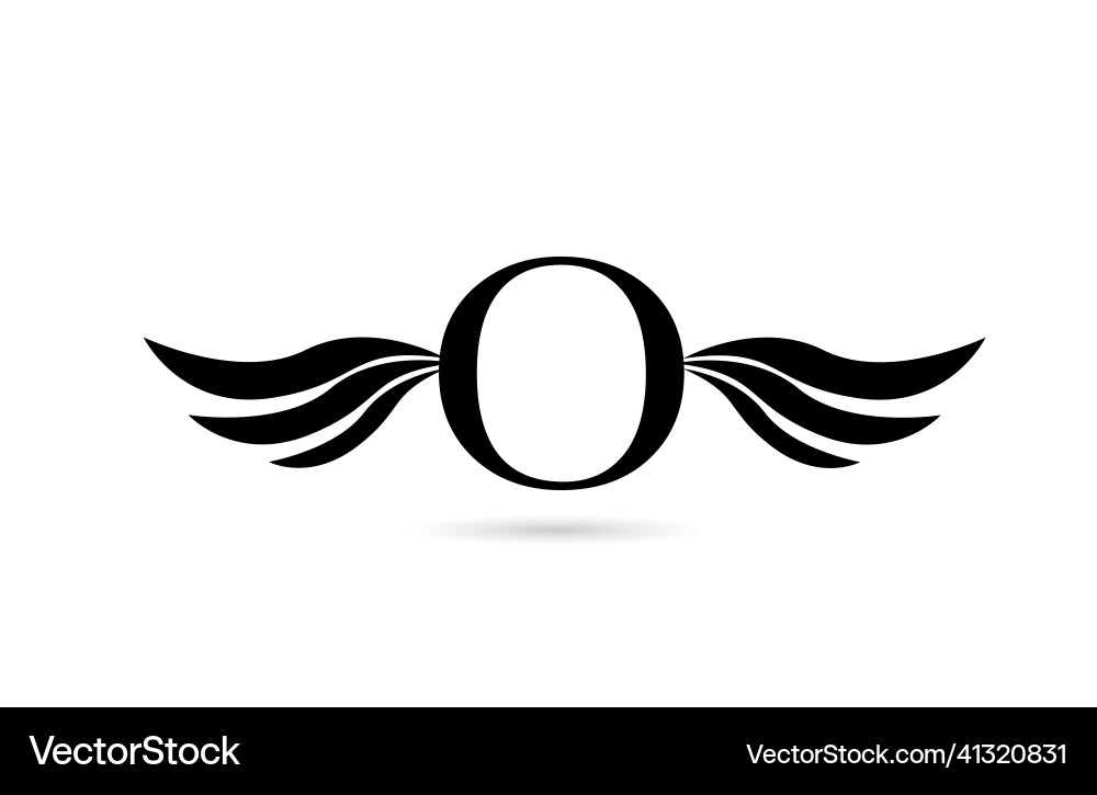 O alphabet letter logo icon design with wings Vector Image