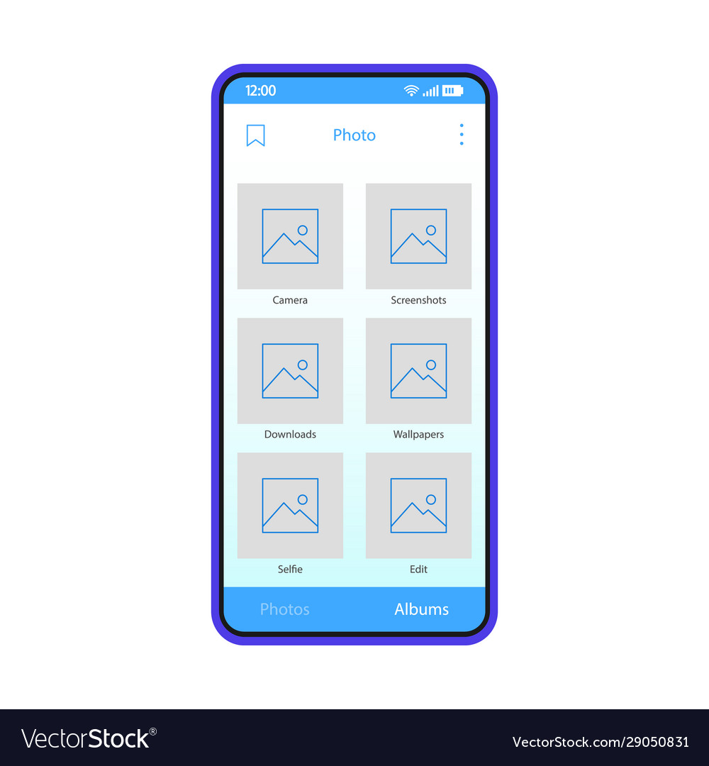 Photo Gallery Smartphone Interface Template Vector Image