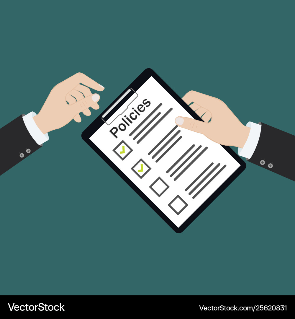 Policies board company policy check list Vector Image