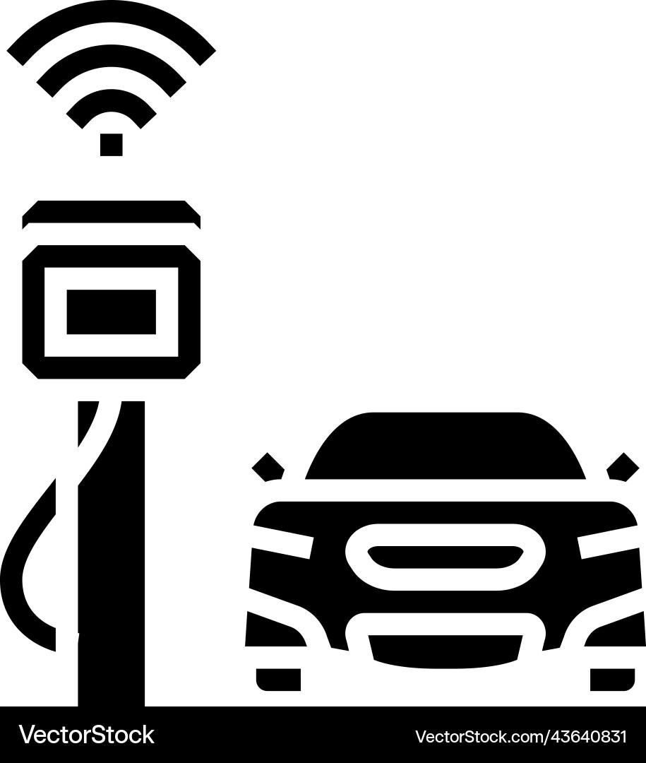 Road radar self vehicle glyph icon Royalty Free Vector Image