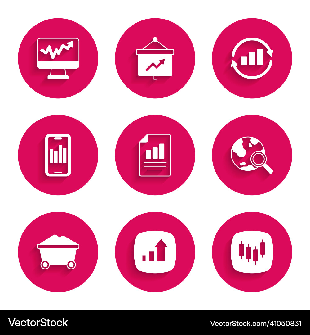 Set document with graph chart financial growth Vector Image