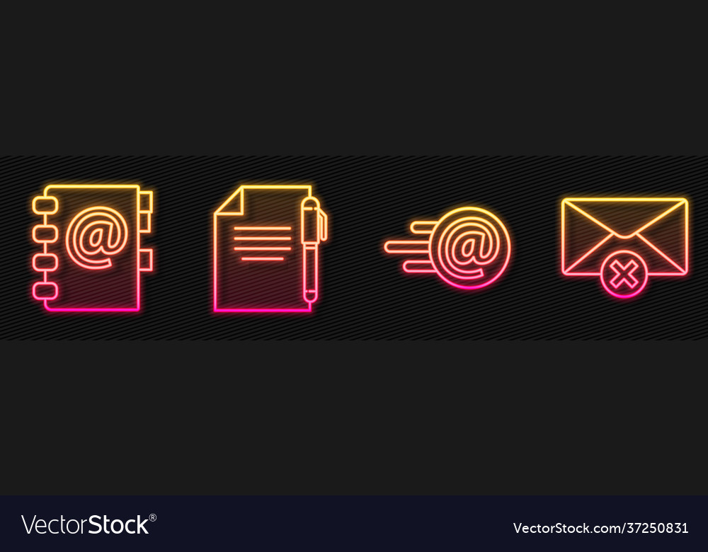 Set line mail and e-mail address book document Vector Image Set line mail and e-mail address book document Vector Image