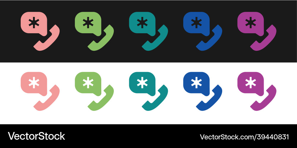 Set telephone with emergency call 911 icon Vector Image