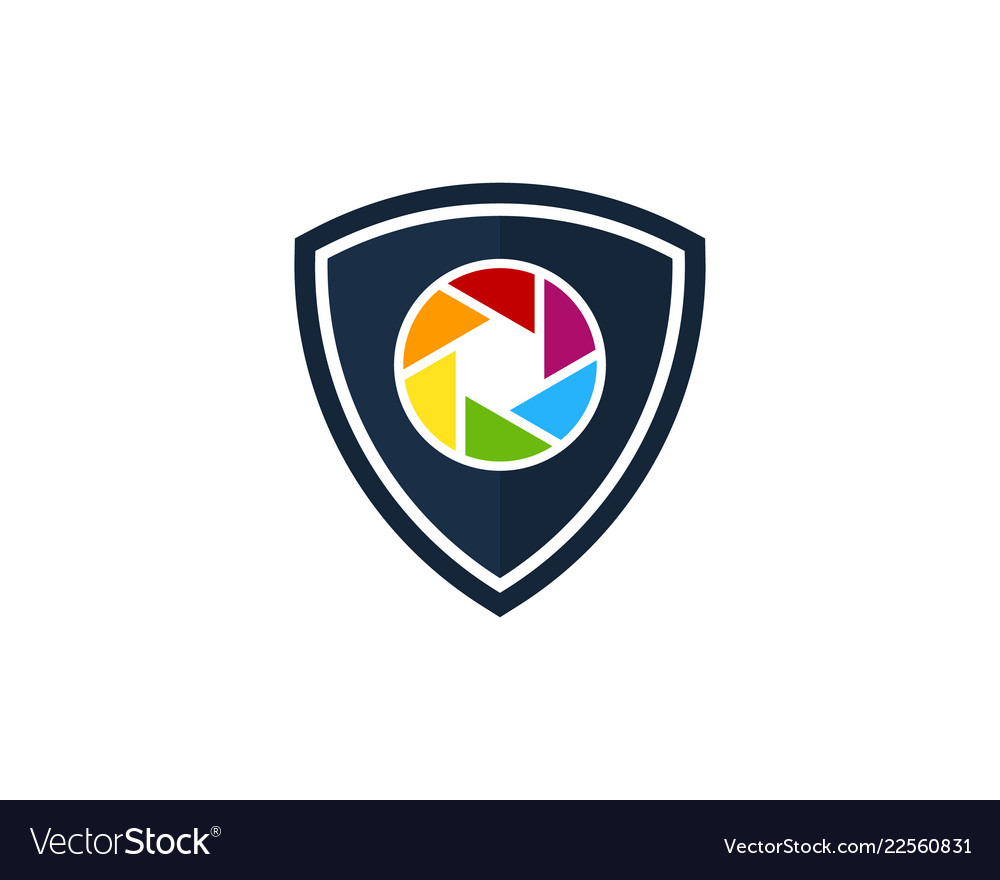 Shield camera logo icon design Royalty Free Vector Image