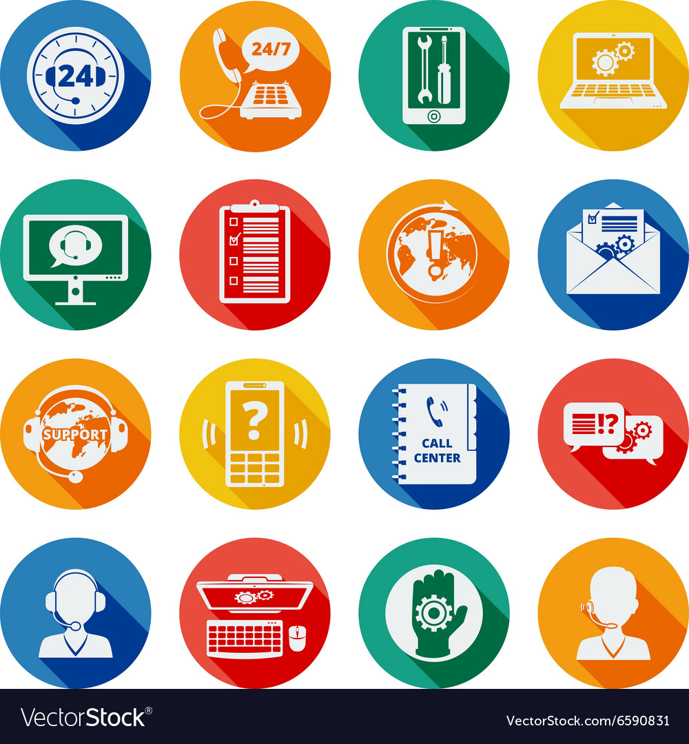 Support icons flat set Royalty Free Vector Image