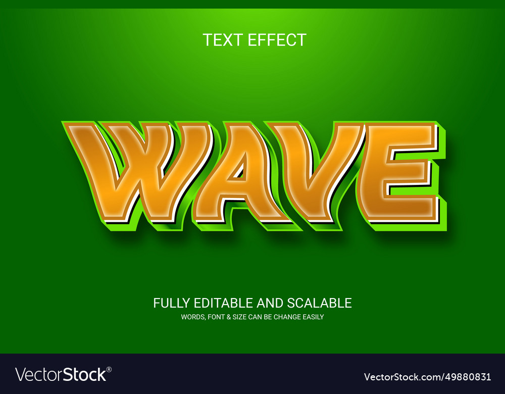 Wave 3d text effect design Royalty Free Vector Image