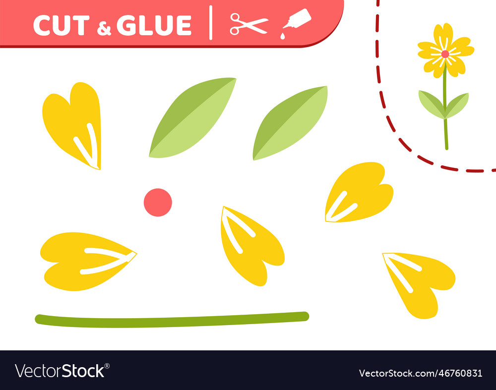 Yellow flower cut and glue spring Royalty Free Vector Image
