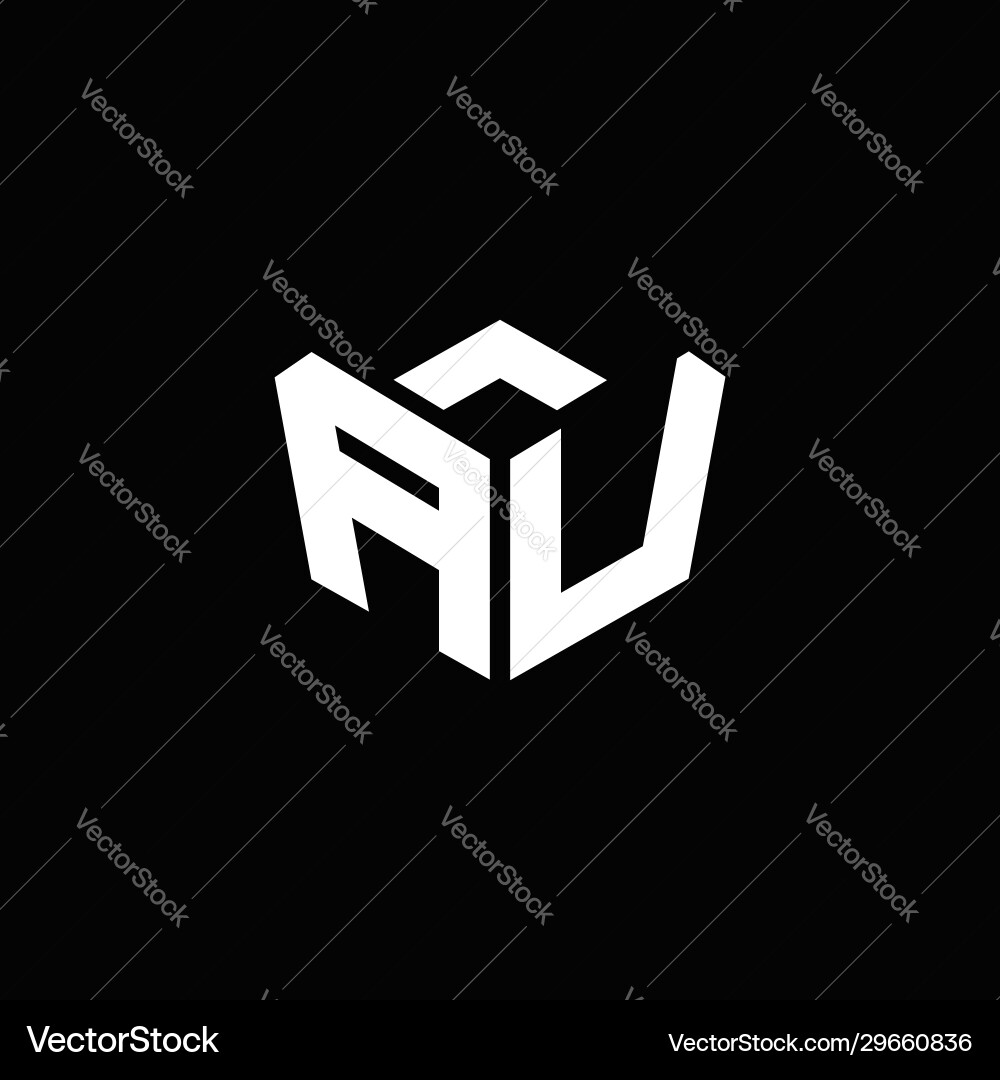 Au logo monogram with emblem style ribbon design Vector Image