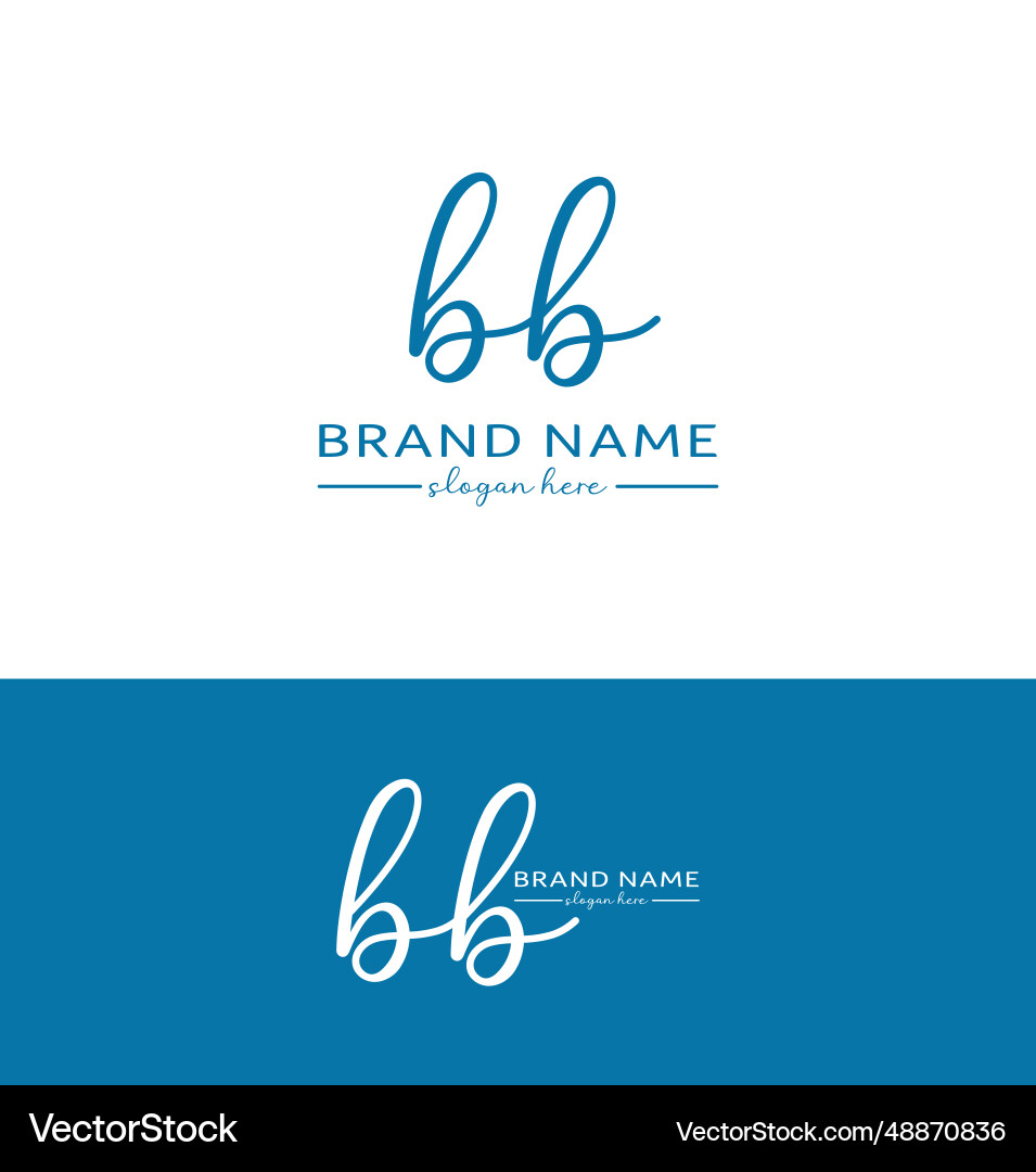 Bb letter handwriting signature logo icon Vector Image