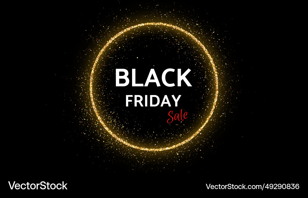 Black friday inscription on gold glitter frame Vector Image