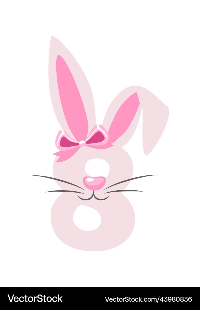 Funny bunny number 8 for kids eight digit Vector Image