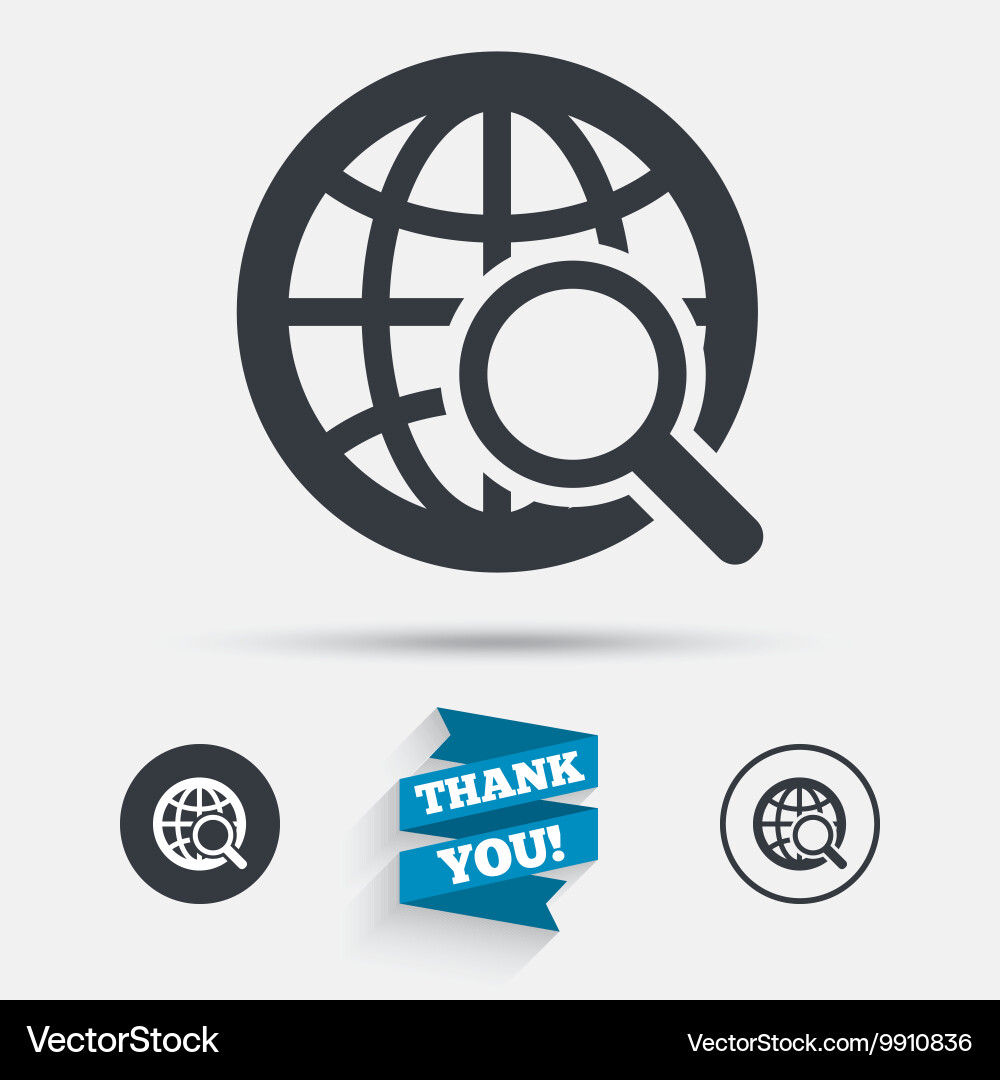 Global search sign icon world globe symbol Vector Image