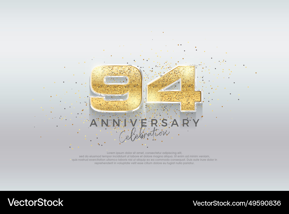 Golden number 94th premium design with luxurious Vector Image