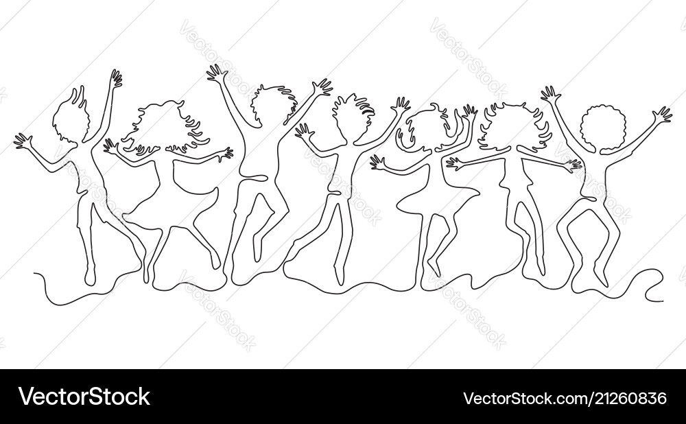Group teenagers in a jump Royalty Free Vector Image