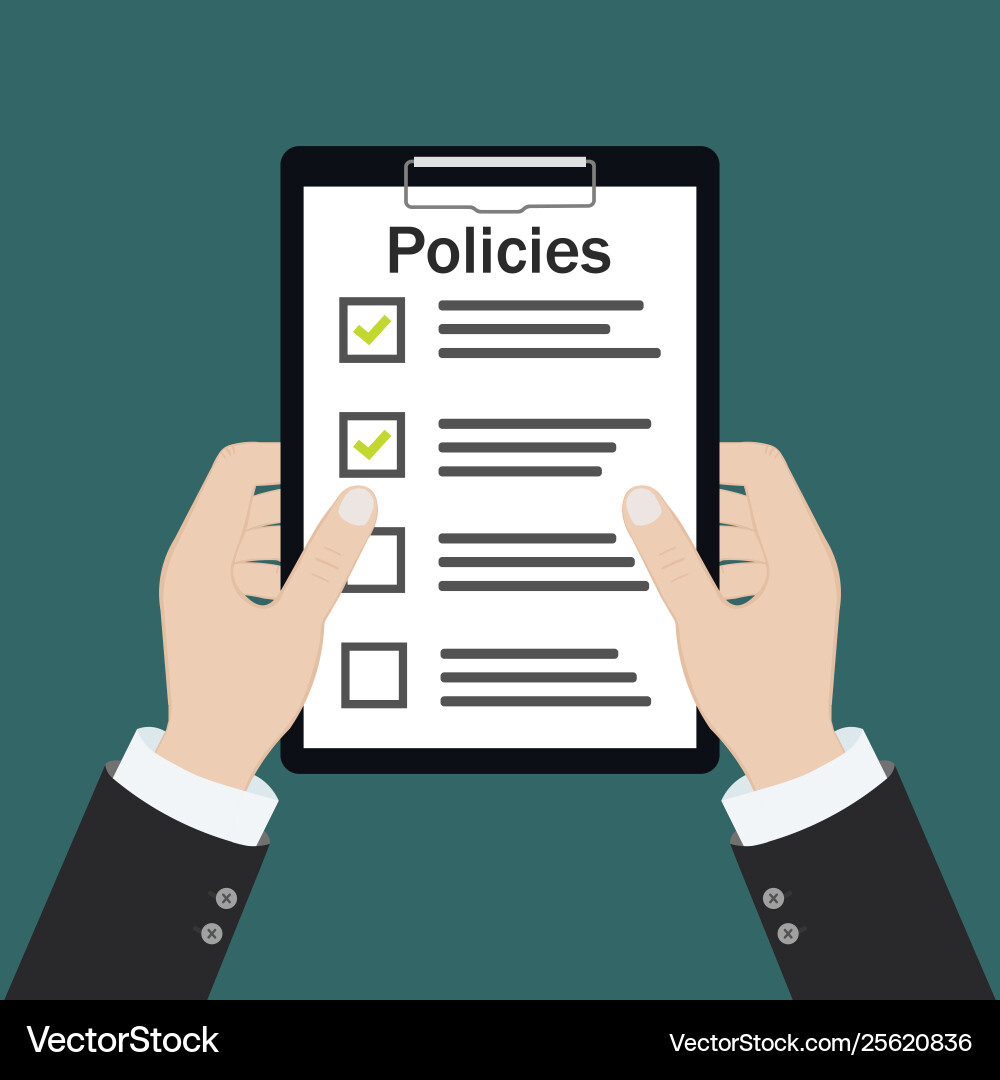 Policies board company policy check list Vector Image