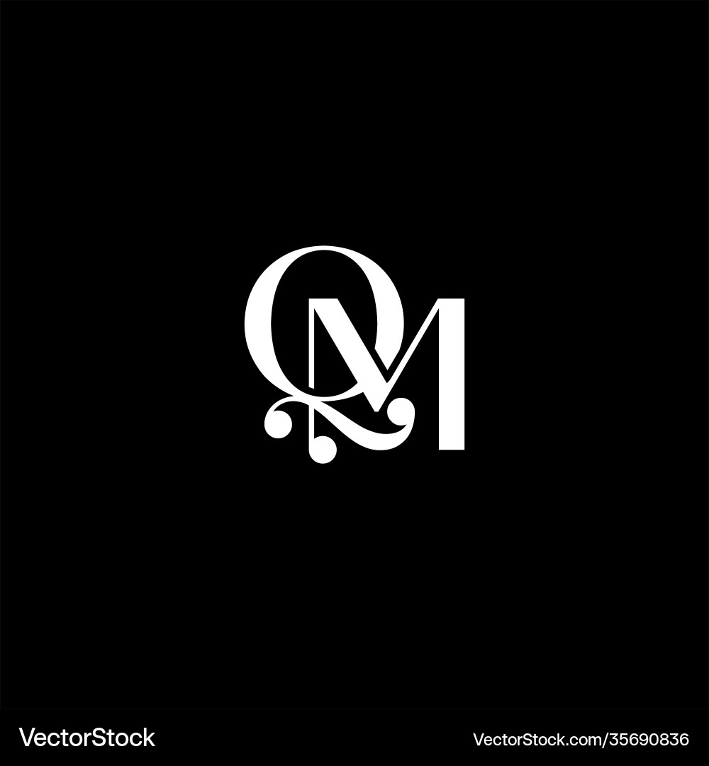 Q m letter logo creative design on black color Vector Image