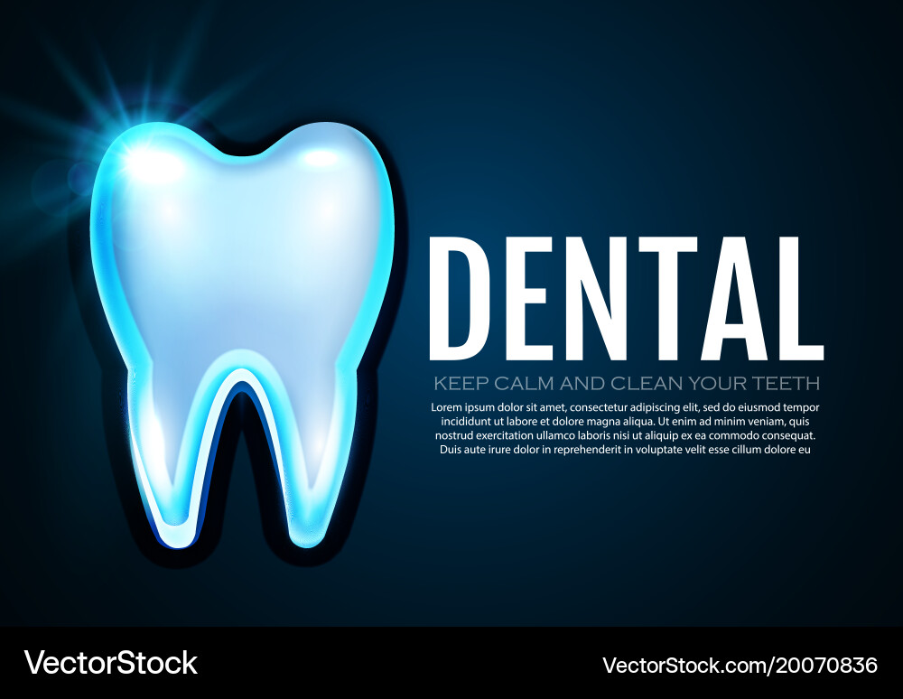 Shining healthy tooth with lights stomatology Vector Image
