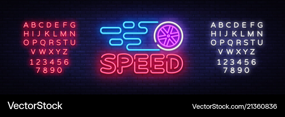 Speed night neon logo racing sign Royalty Free Vector Image