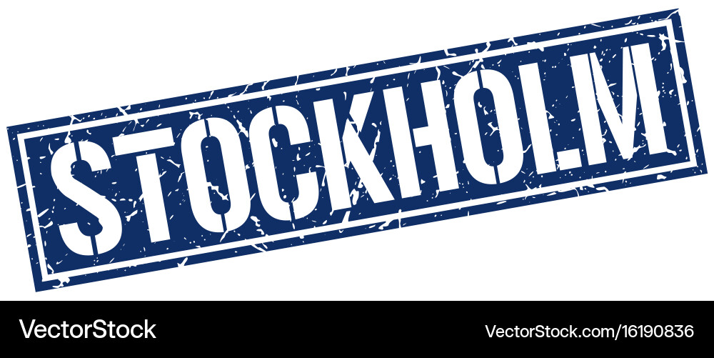 Stockholm blue square stamp Royalty Free Vector Image