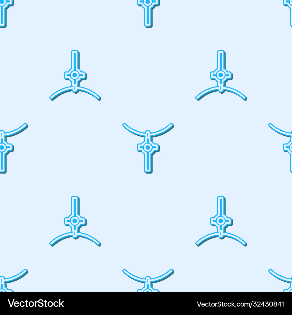 Blue line christian cross on chain icon isolated Vector Image
