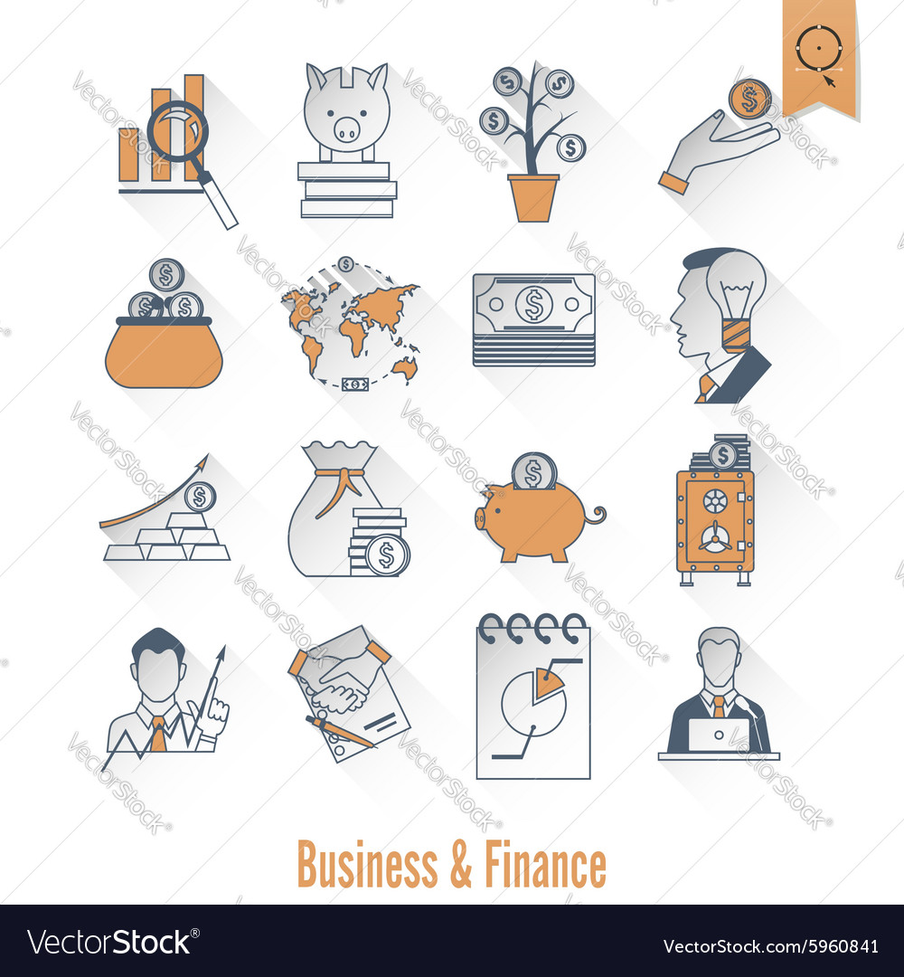 Business and finance icon set Royalty Free Vector Image
