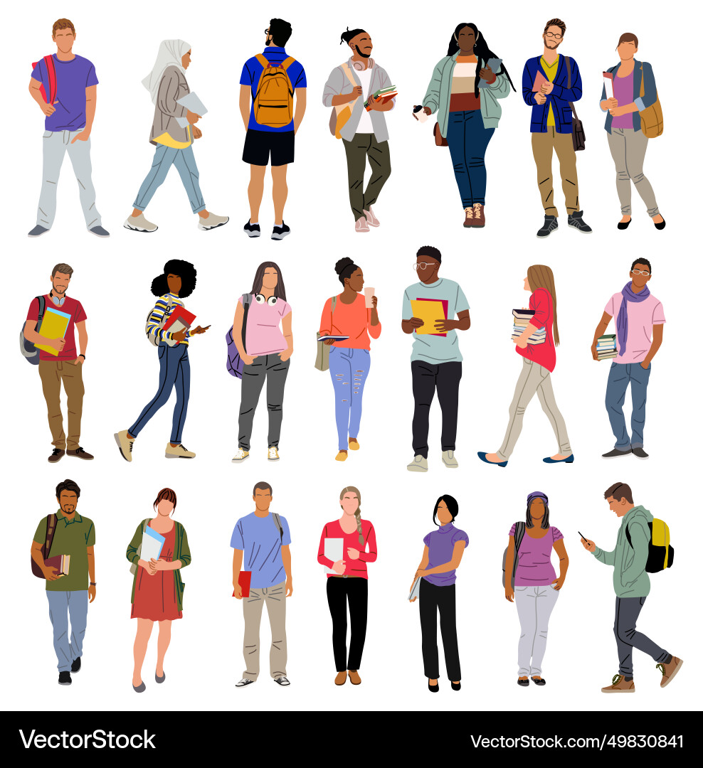 Diverse set of multiracial students art Royalty Free Vector