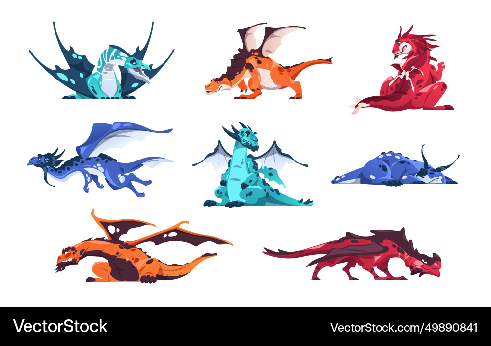 Dragon cartoon fairy tale creatures magical Vector Image
