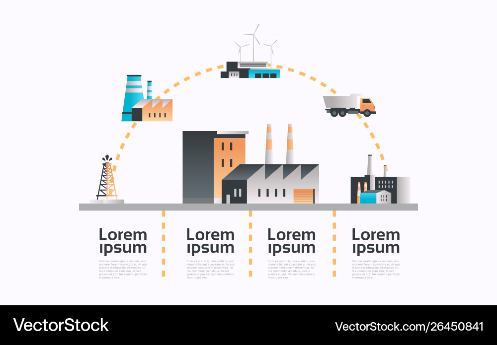 Factory building icon infographic template plant Vector Image