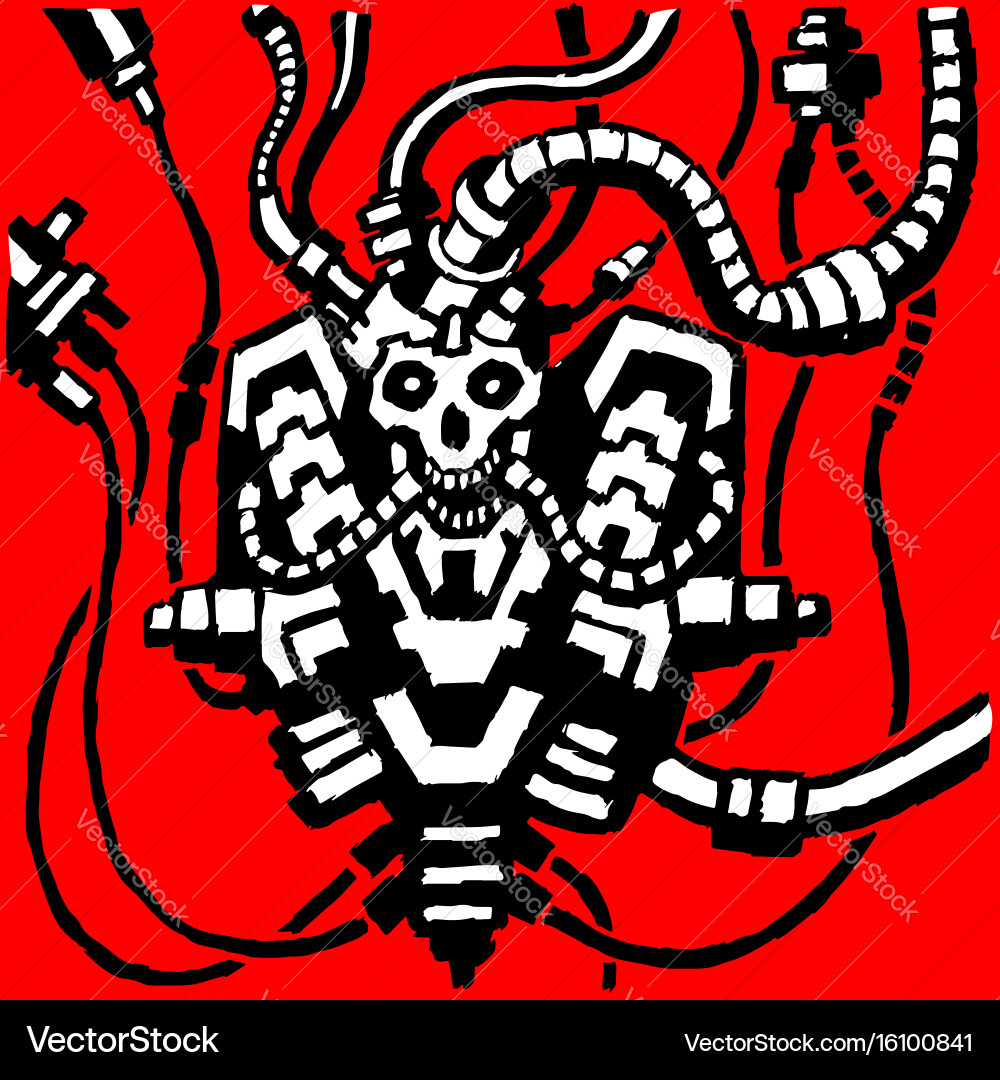 Fantastic metal skeleton in wires iron skull Vector Image