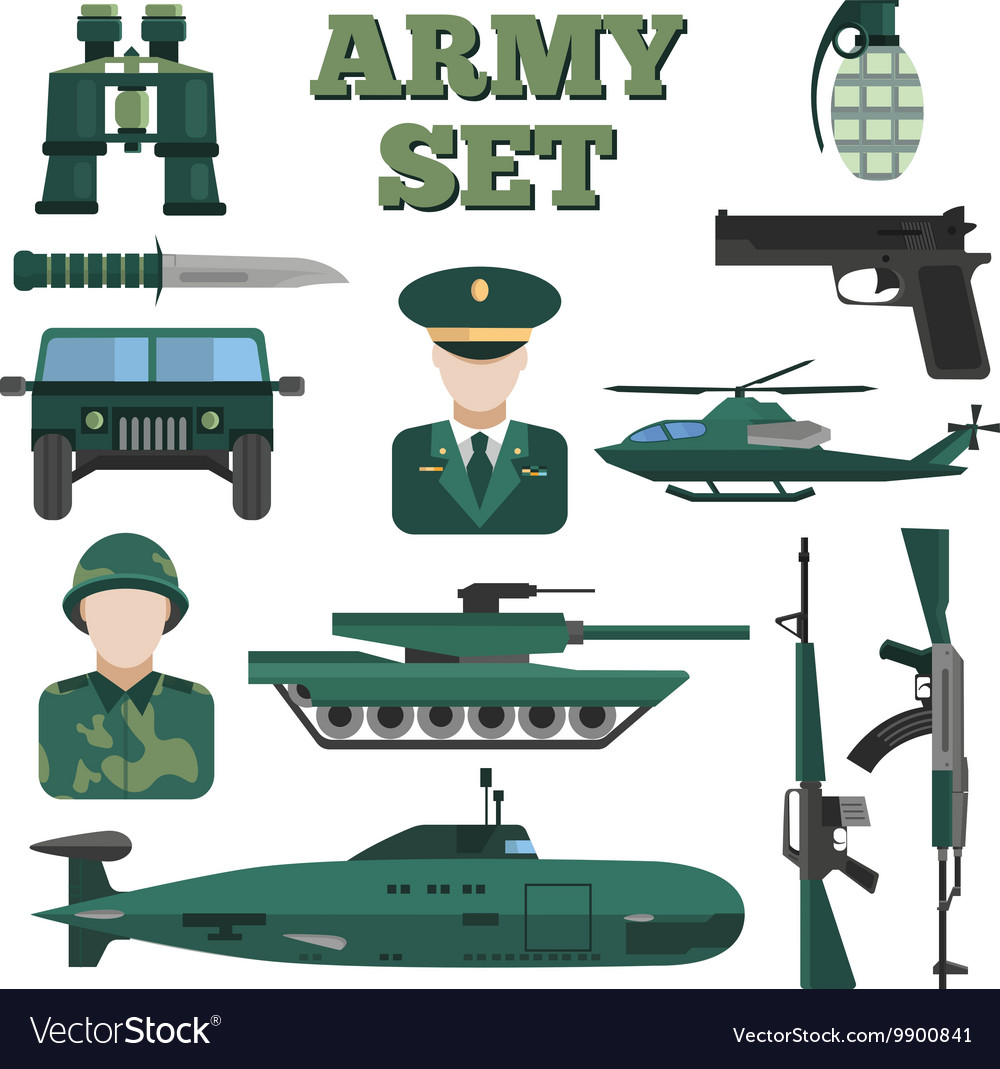 Flat Army Icon Set Royalty Free Vector Image - VectorStock