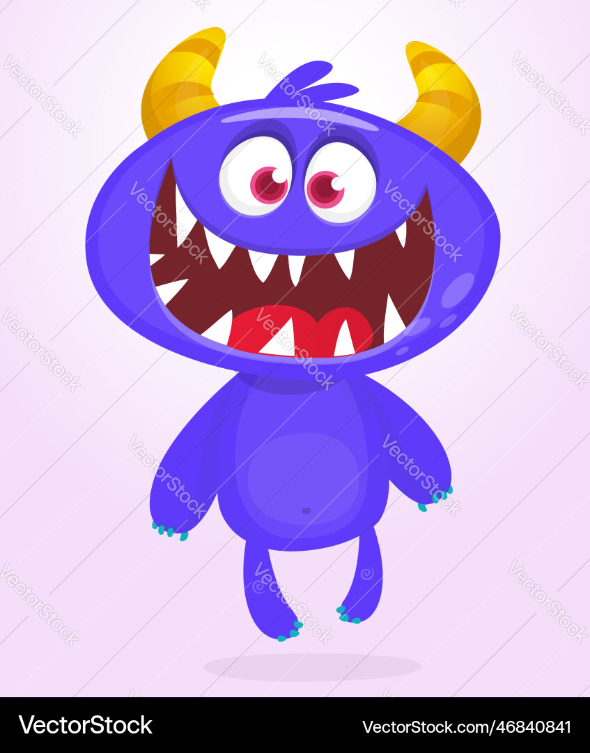 Funny cartoon smiling monster creature halloween Vector Image