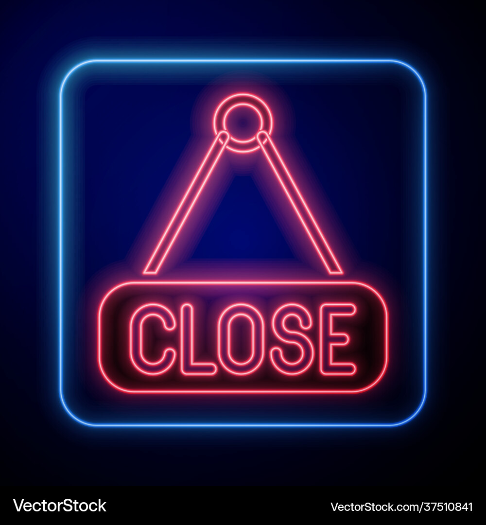 Glowing neon hanging sign with text closed icon Vector Image