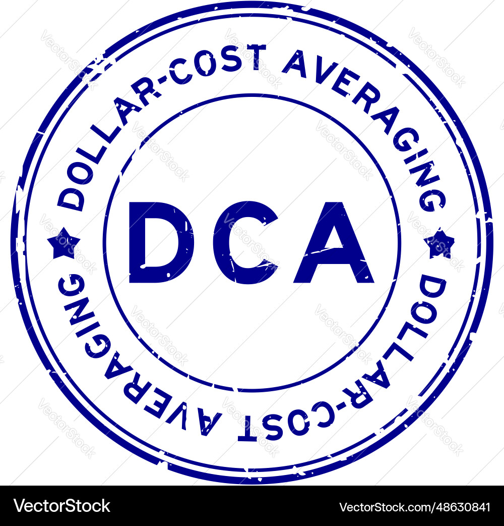 Grunge blue dca dollar-cost averaging word round Vector Image