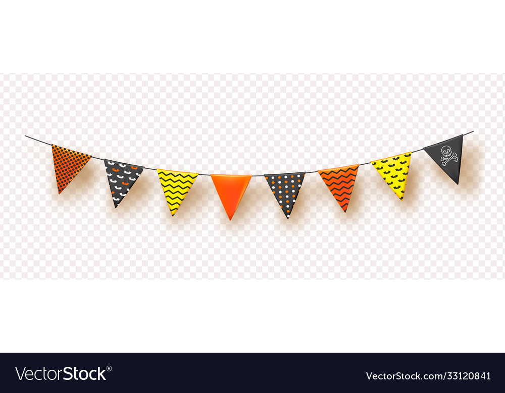 Halloween flags garlands with orangeyellow Vector Image