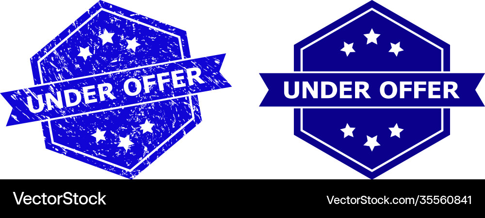 Hexagon under offer stamp seal with grunge style Vector Image