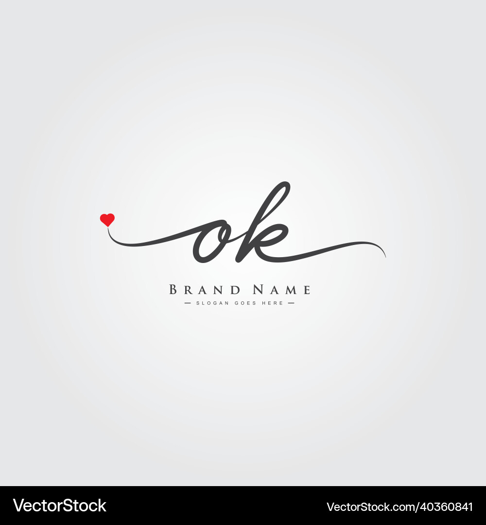 Initial letter ok logo - hand drawn signature logo
