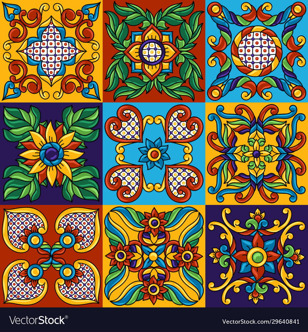 Mexican talavera ceramic tile seamless pattern Vector Image