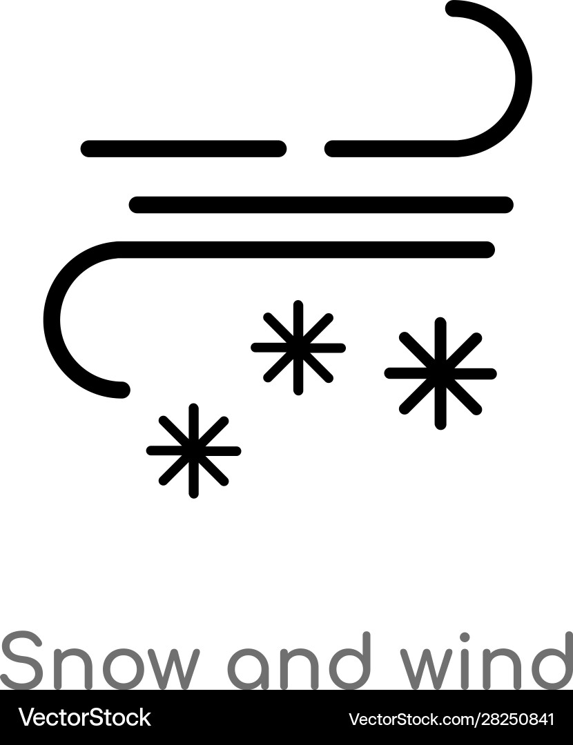 Outline snow and wind icon isolated black simple Vector Image