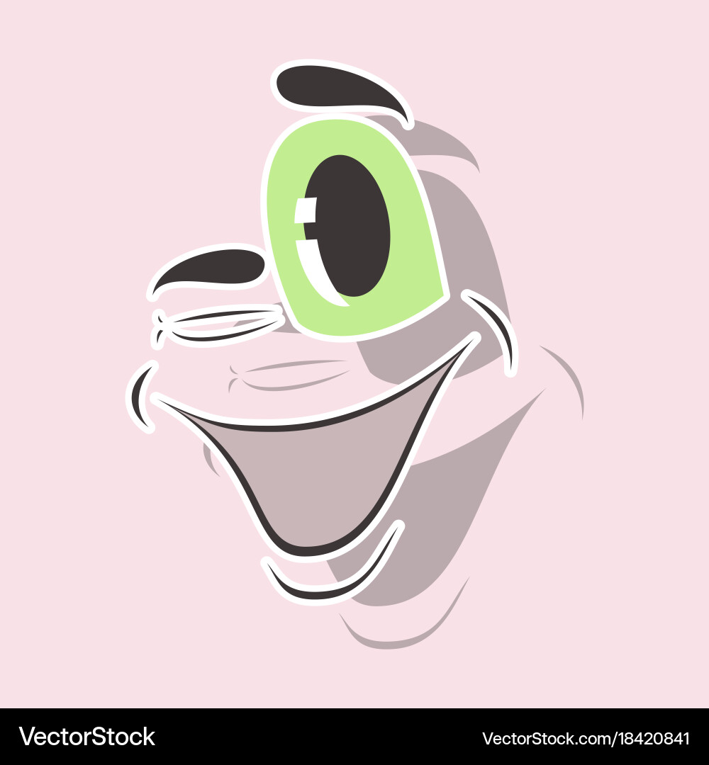 Realistic paper sticker on theme cartoon face Vector Image