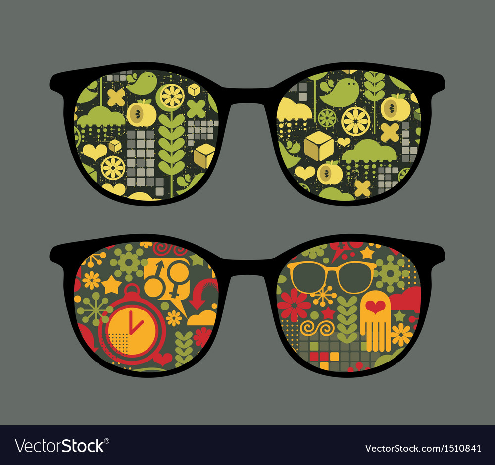 Retro sunglasses with patterns reflection Vector Image