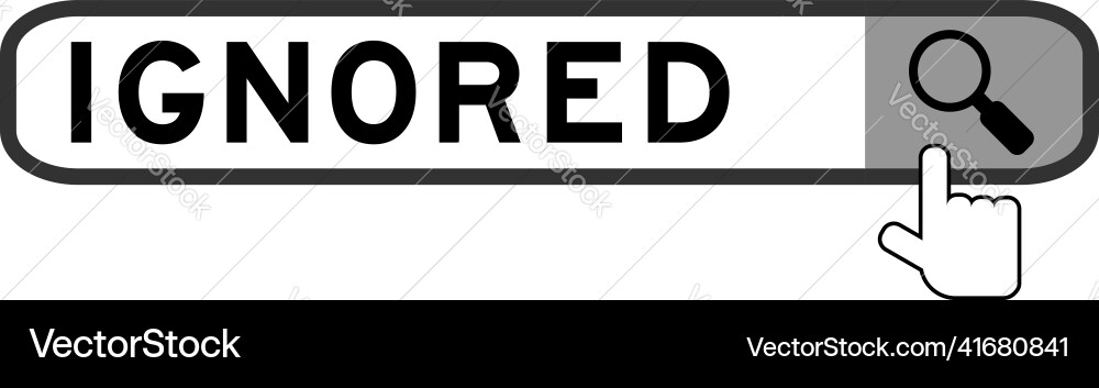 Search banner in word ignored with hand over Vector Image