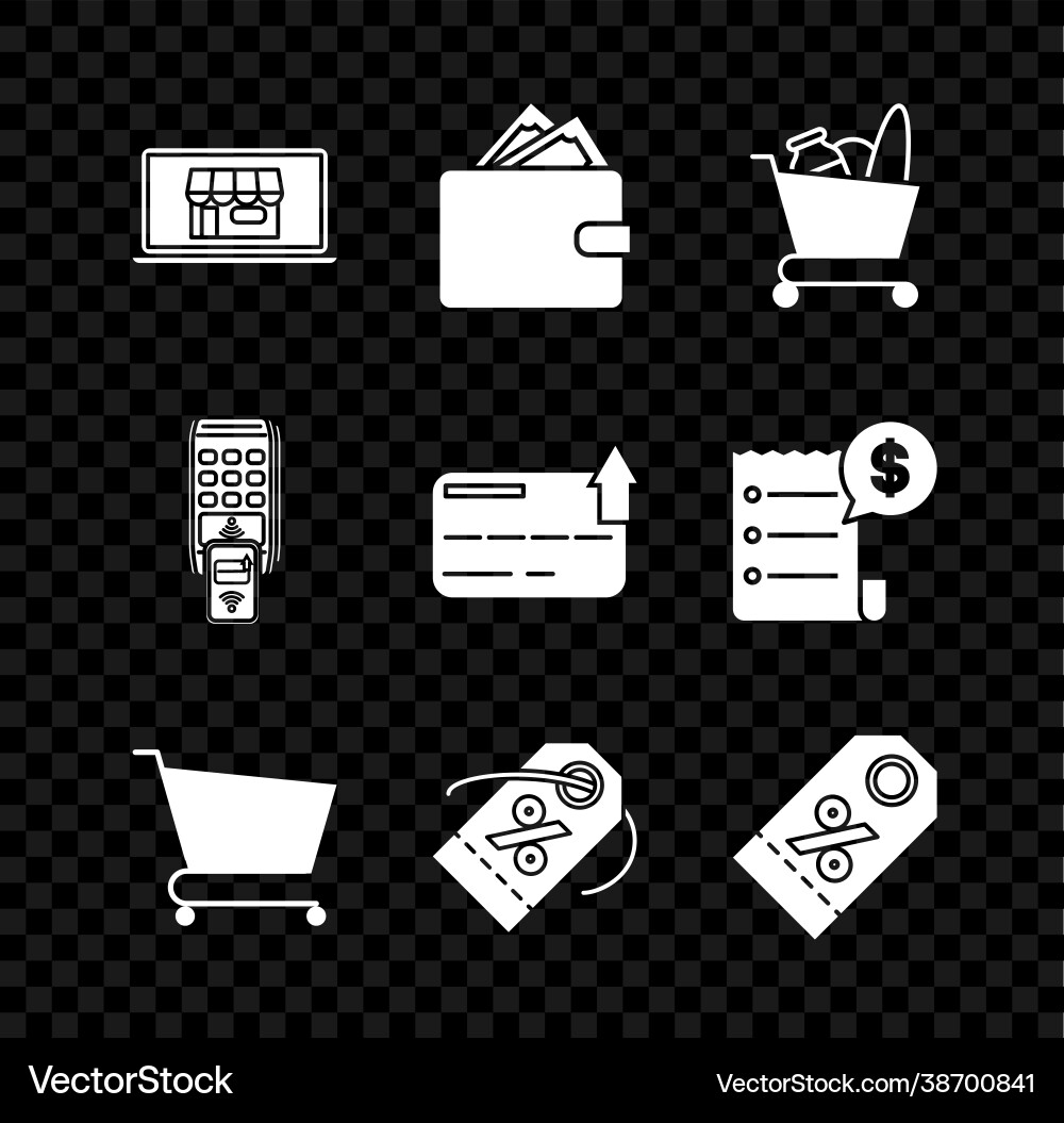 Set shopping building on screen laptop cart Vector Image