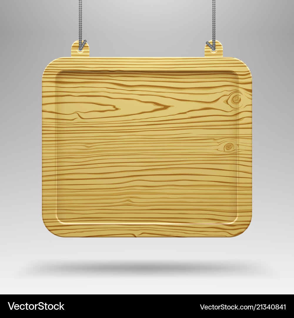 Wood hanging sign against a white background Vector Image