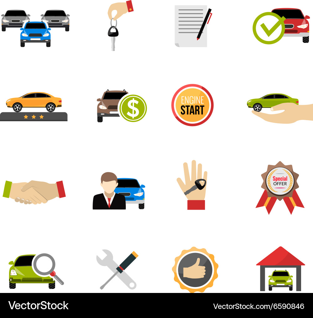 Car Dealership Icons Set Royalty Free Vector Image