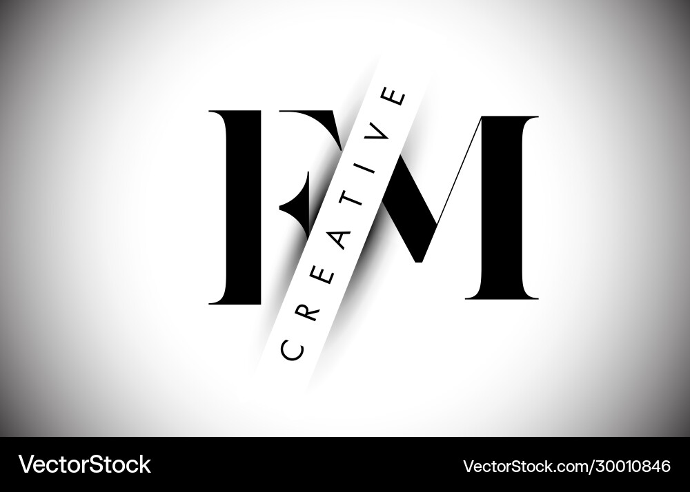 Fm f m letter logo with creative shadow cut Vector Image