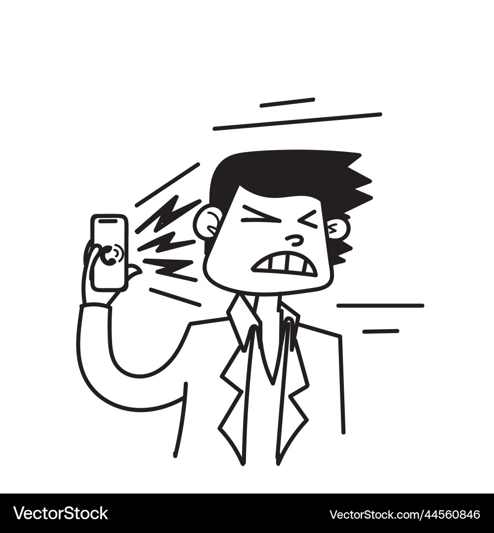 Hand drawn doodle furious mobile phone call Vector Image